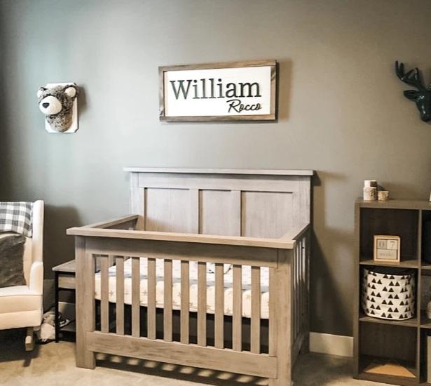 Rachel's Wood Barn | Nursery Wall Decor | Framed Nursery Name Sign